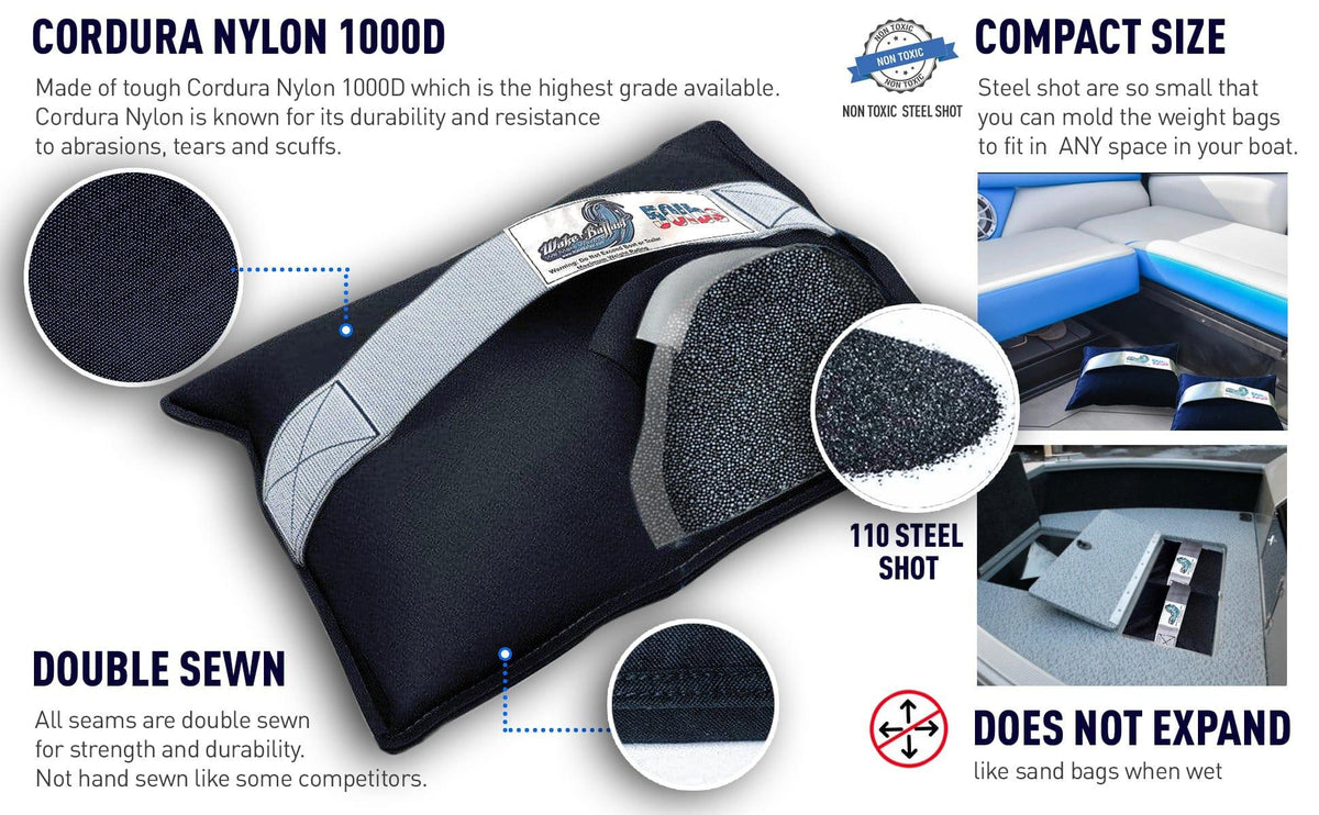 Wakesurfing Ballast Bags 50lb | 3 Years Buyer Guarantee | WakeBallast