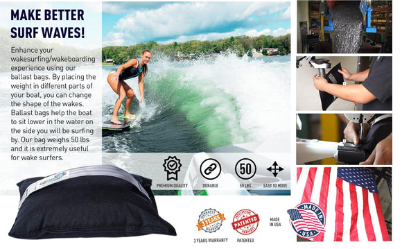 50lb Steel Shot Ballast Bag – Black | Wake Ballast – WakeBallast